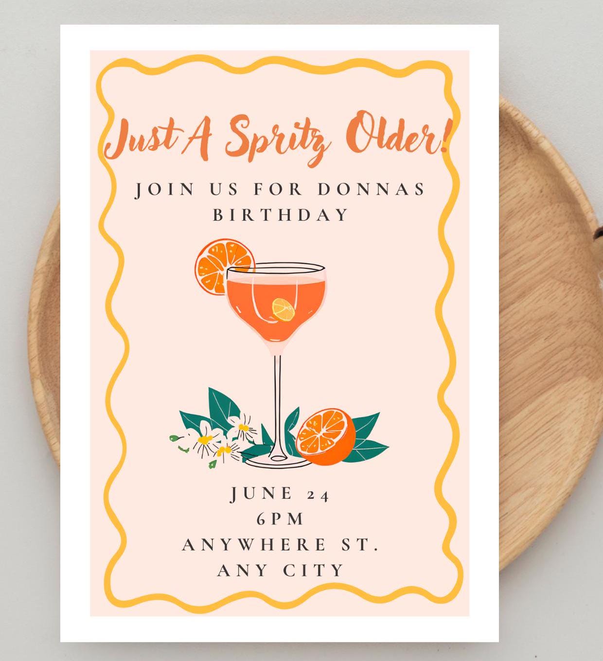 Aperol Spritz Birthday Invitation - Etsy
