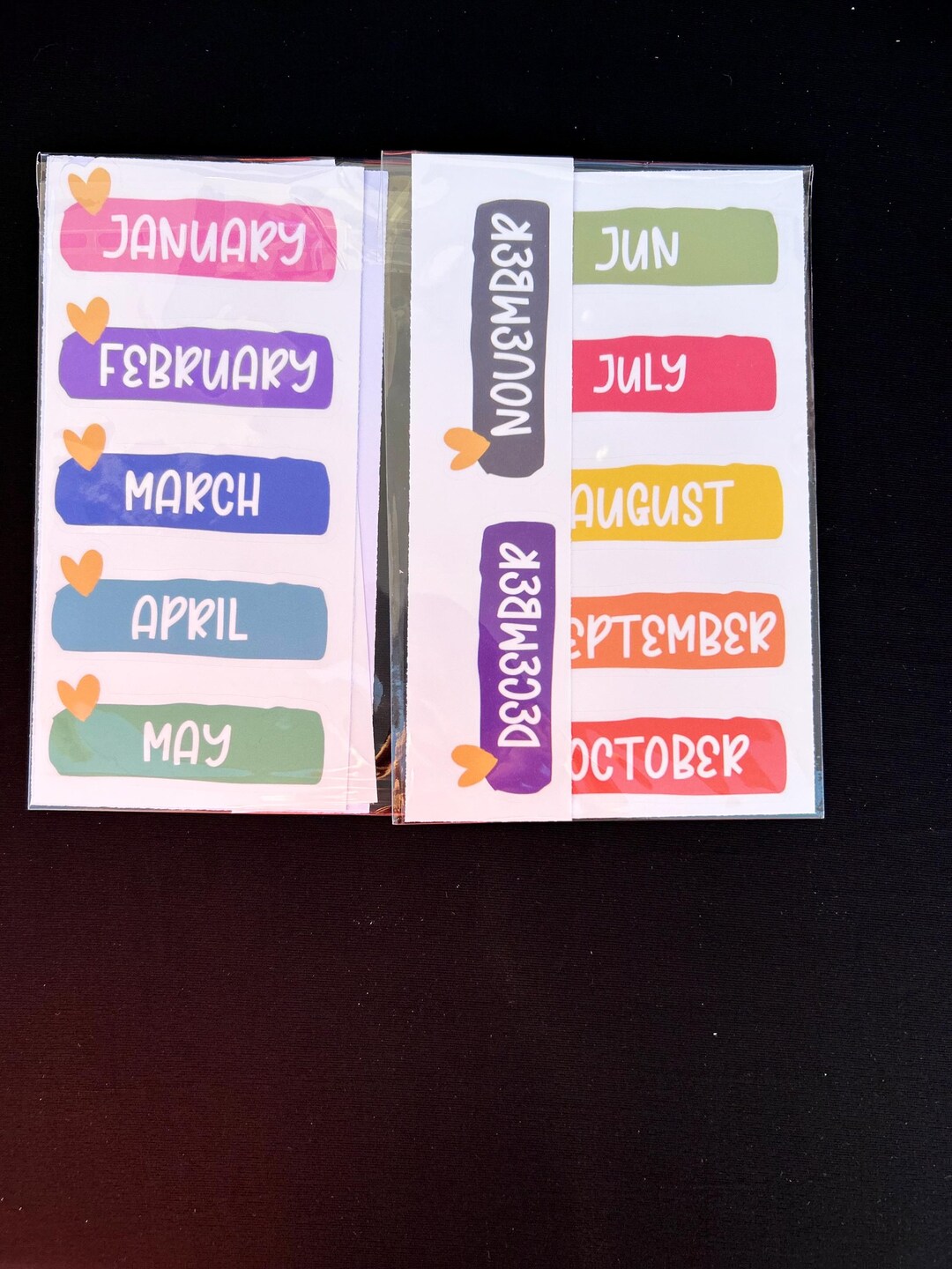 Month and Weekday Sticker Sets With Hearts - Etsy
