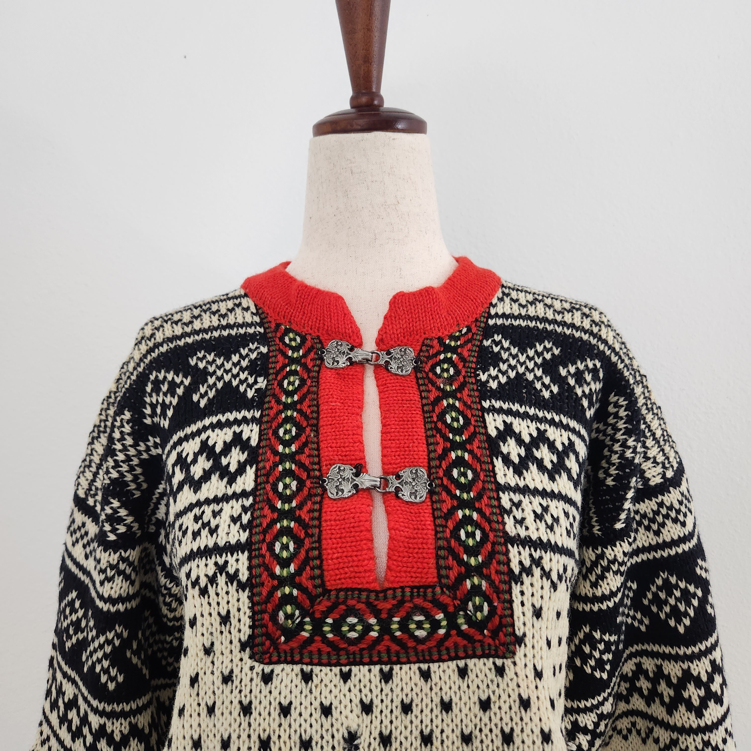 Vintage Nesjar Norwegian Alpine Folk Patterned Wool Sweater - Etsy