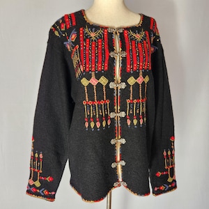 Vintage Norwegian Wool Vrikke Black Embroidered Detailed / Ornate Metal ...