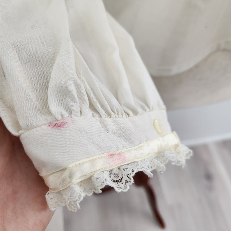 Vintage 50s 60s Edwardian / Victorian Style Cream Floral Lace Romantic ...