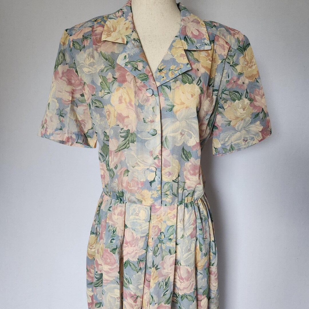 Vintage 90s Pastel Floral Dreamy Cottagecore Sabino Petites Midi Summer ...