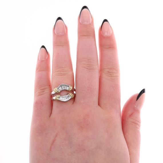 14k Two Tone Baguette Diamond Enhancer Ring - Gem