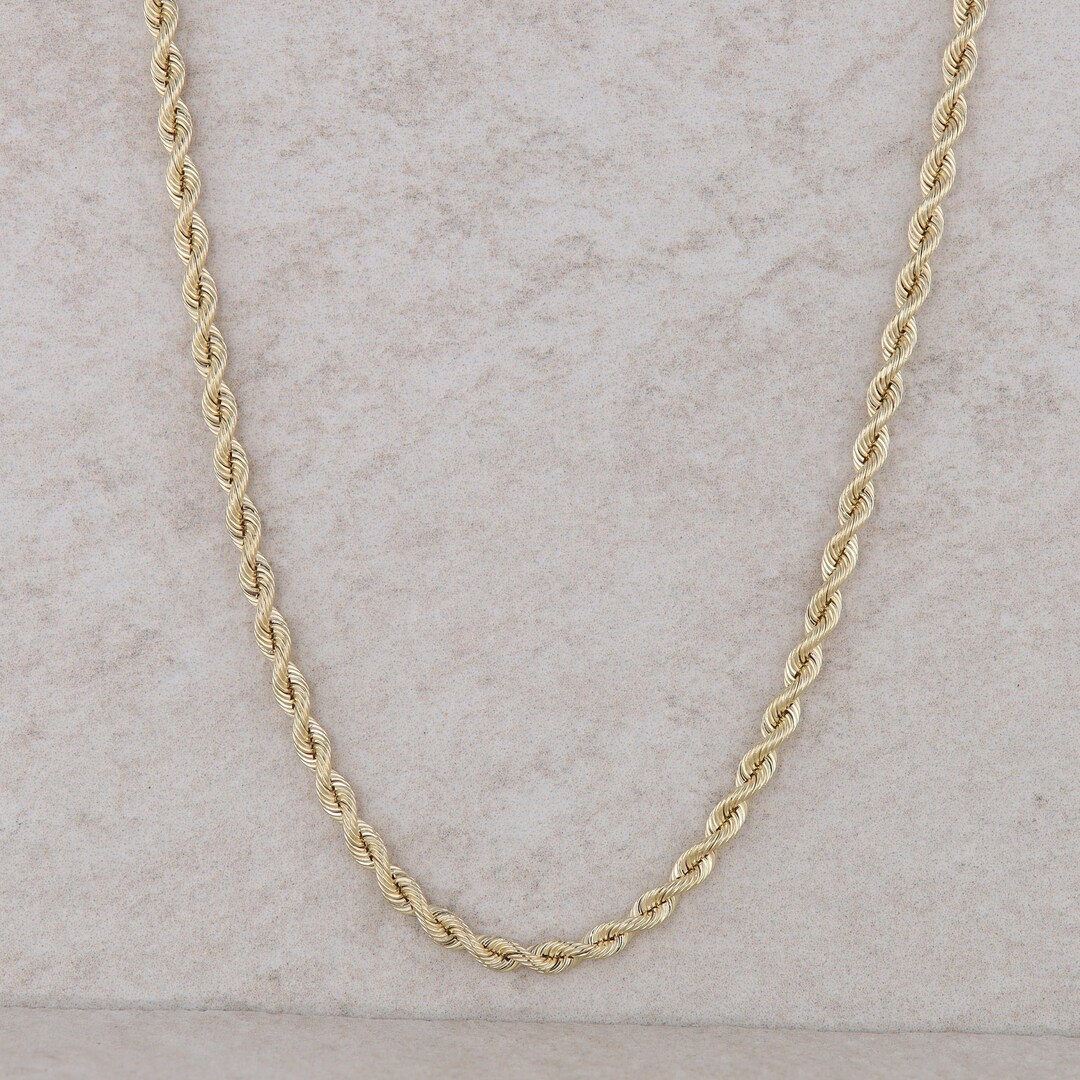 14k Yellow Gold 2.8mm Silk Rope Chain 15.24g - Etsy