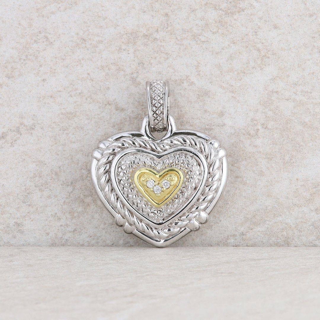 Judith Ripka 'jr Two' 18k and Sterling Silver Diamond Heart Pendant - Etsy
