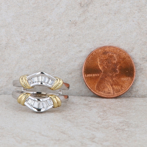 14k Two Tone Baguette Diamond Enhancer Ring - Gem
