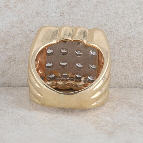 14k Yellow Gold Men's Diamond Cluster Square Ring - Gem