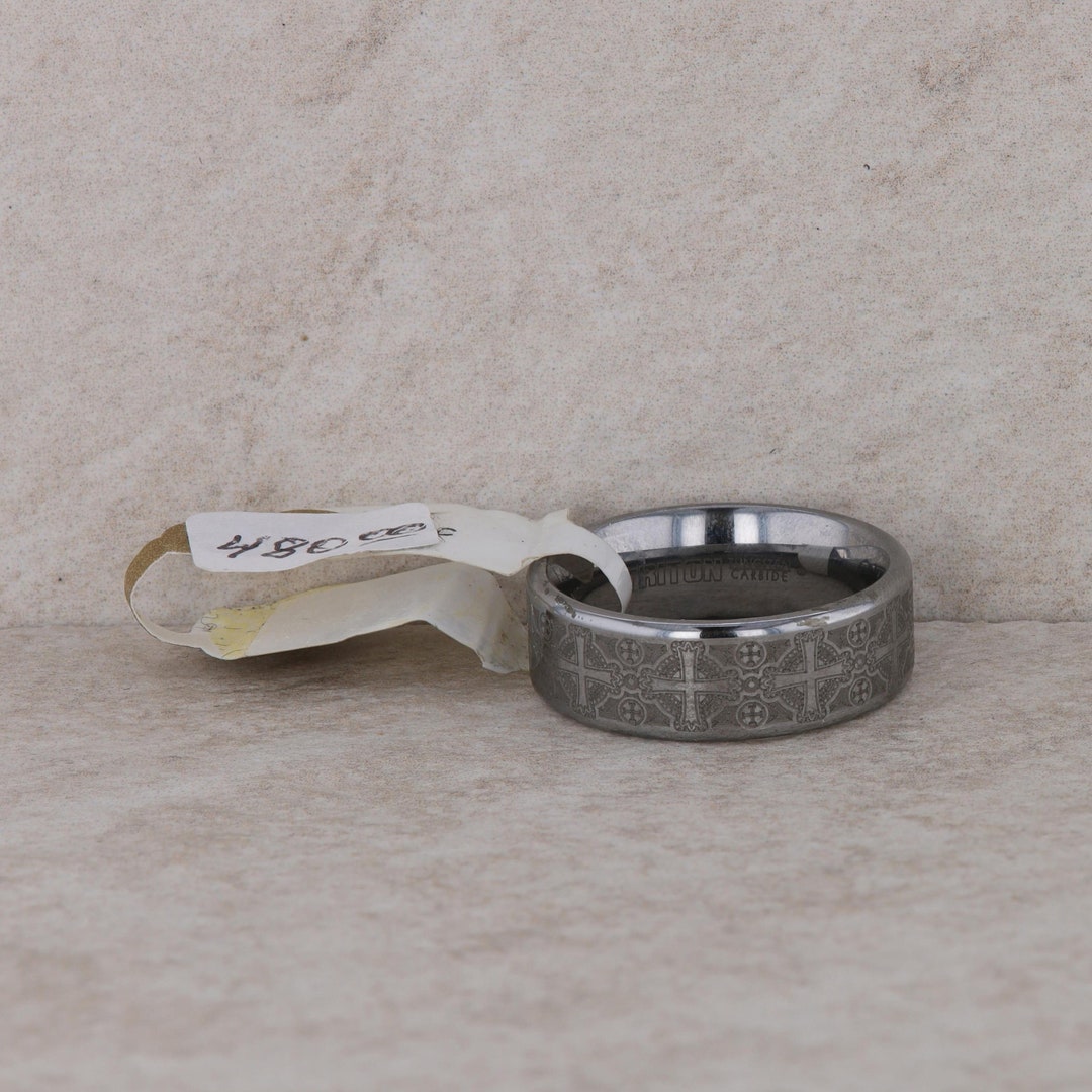 Men's Frederick Goldman Tungsten Carbide Detailed Cross Wedding Band - Etsy