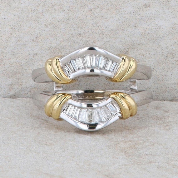 14k Two Tone Baguette Diamond Enhancer Ring - Gem