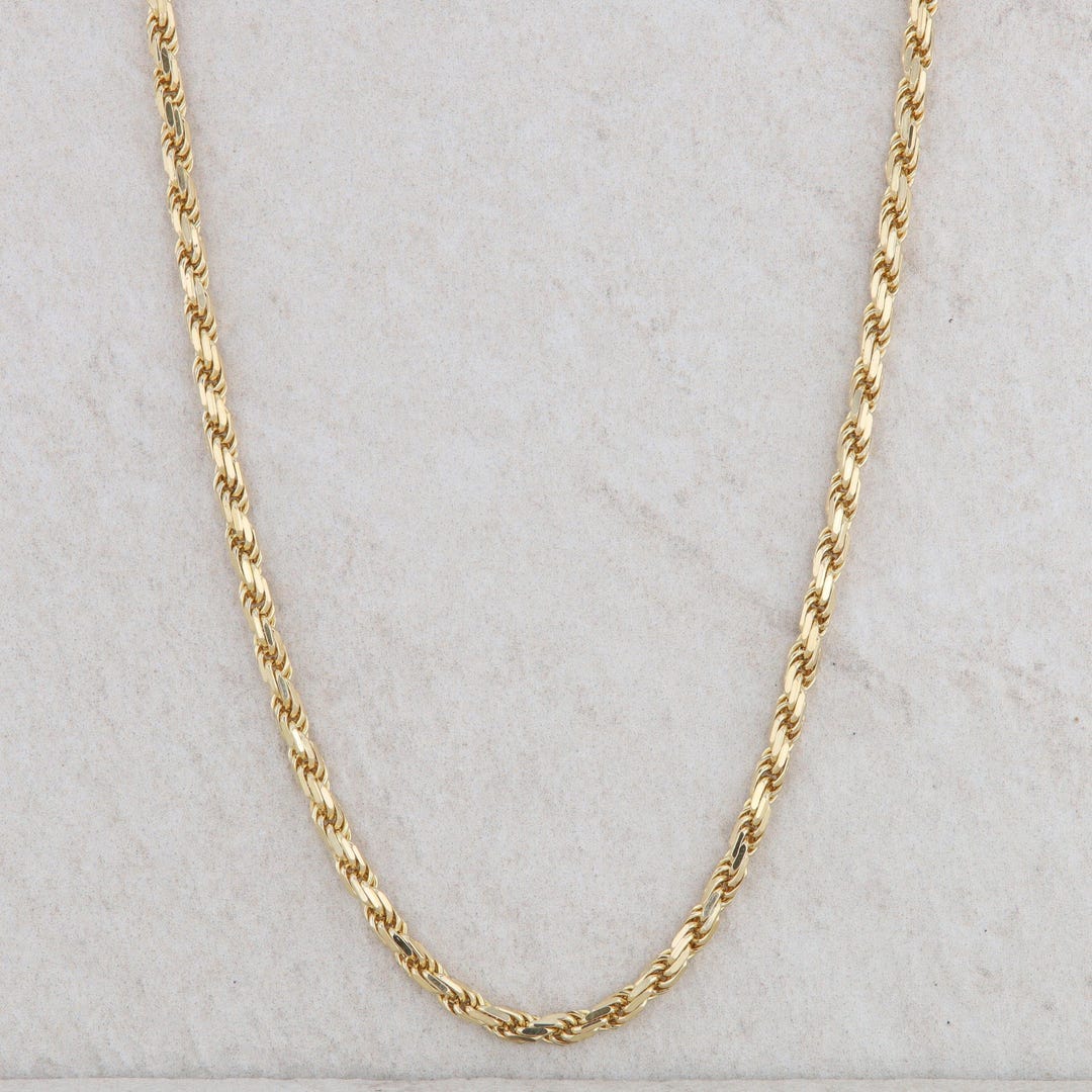 18k Yellow Gold Diamond Cut Rope Chain 17" 20.8g - Etsy