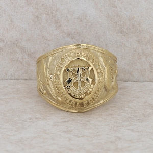 10k Yellow Gold U.S. Army Special Forces Men's Signet Class Style Ring ...