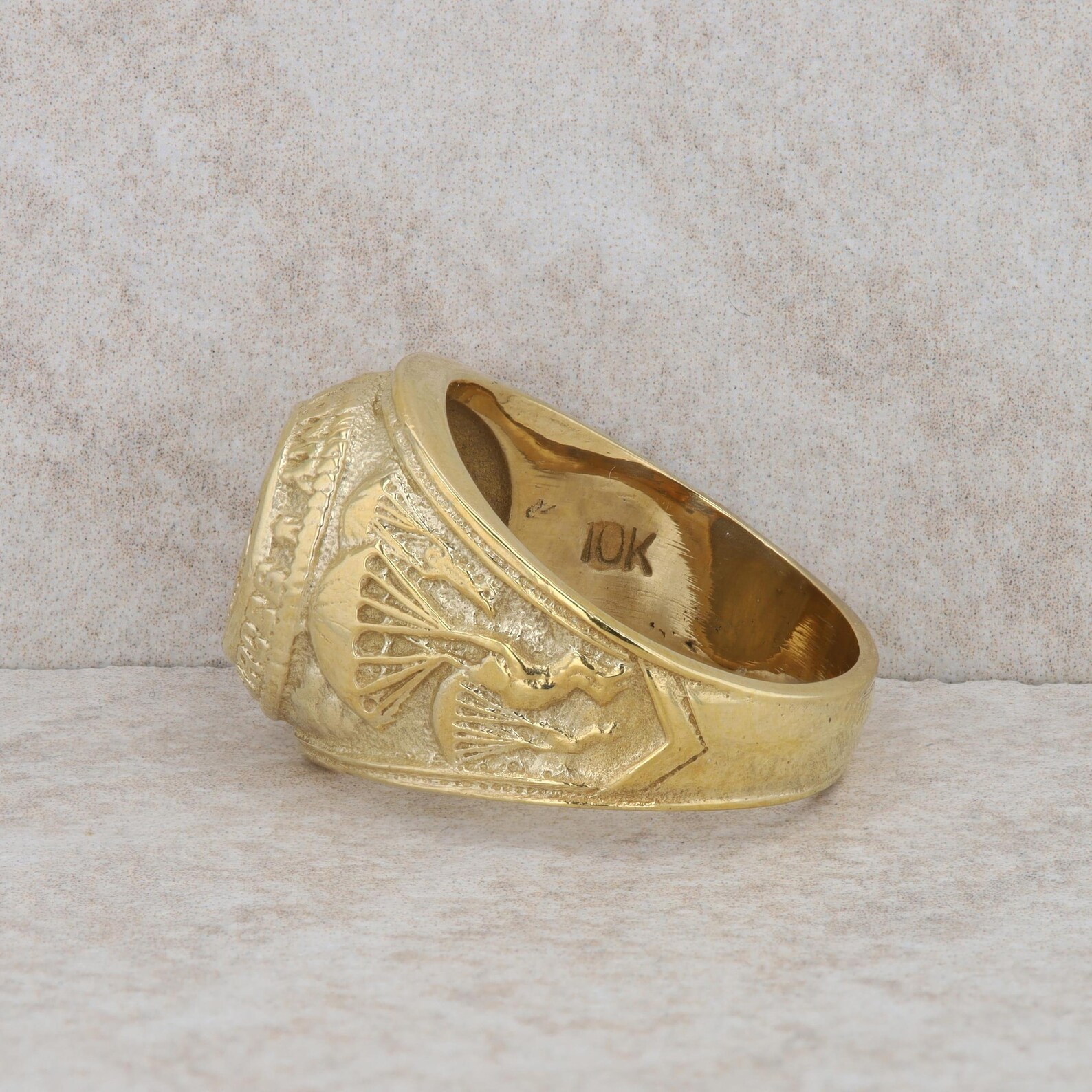 10k Yellow Gold U.S. Army Special Forces Men's Signet Class Style Ring ...