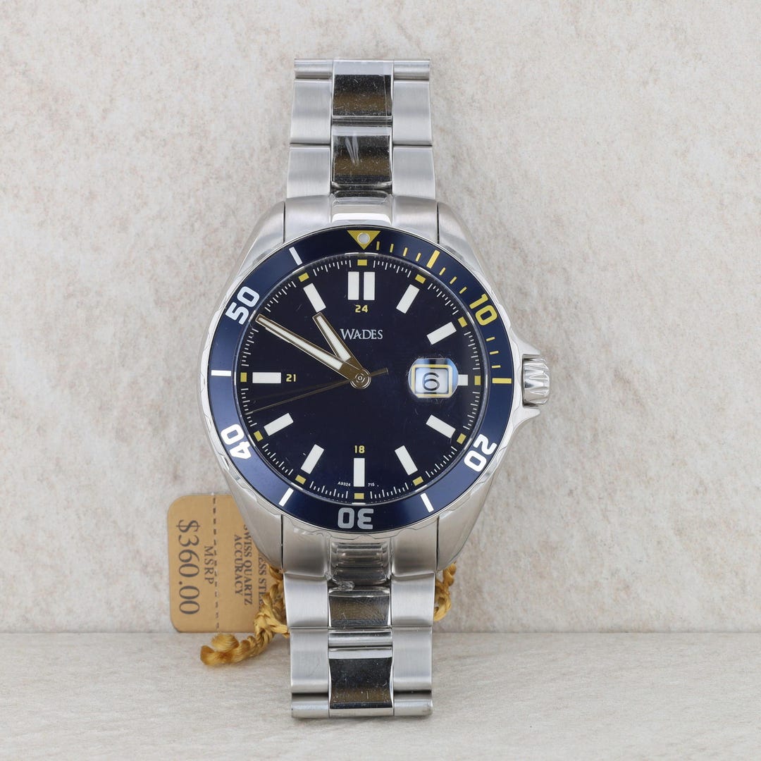 Men's Belair "wades" Stainless Steel Diver Navy Blue Watch - Etsy