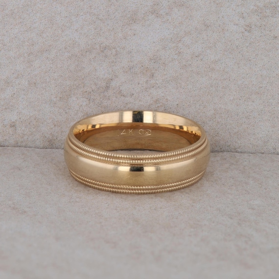 14k Yellow Gold Men's Double Milgrain Wedding Band 7.… - Gem