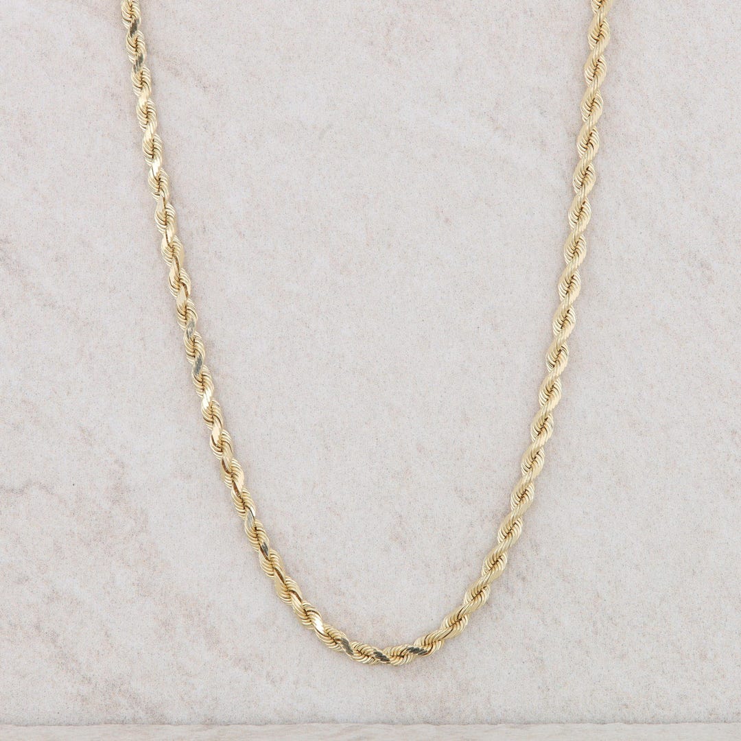 14k Yellow Gold 2.4mm Silk Rope Chain 9.45g - Etsy