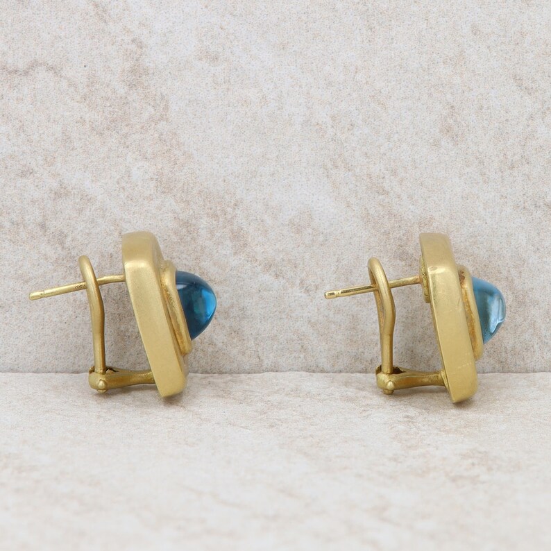 Slane and Slane 18k Yellow Gold Blue Topaz Earrings - Etsy
