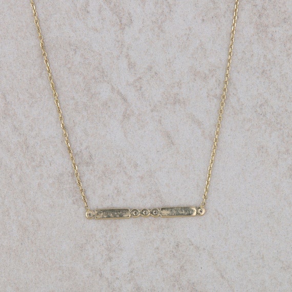 14k Yellow Gold Five Diamond Bezel Bar Style Necklace - Gem