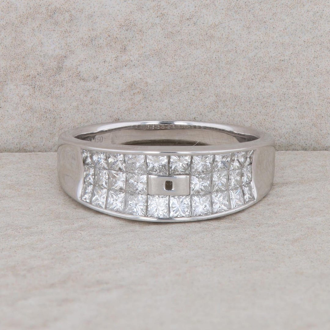 18k White Gold Invisible Set Ring Mounting - Etsy