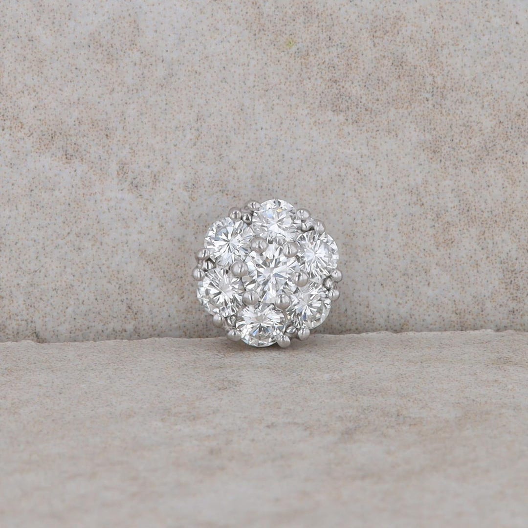 18k White Gold Diamond Cluster Slide Pendant - Etsy