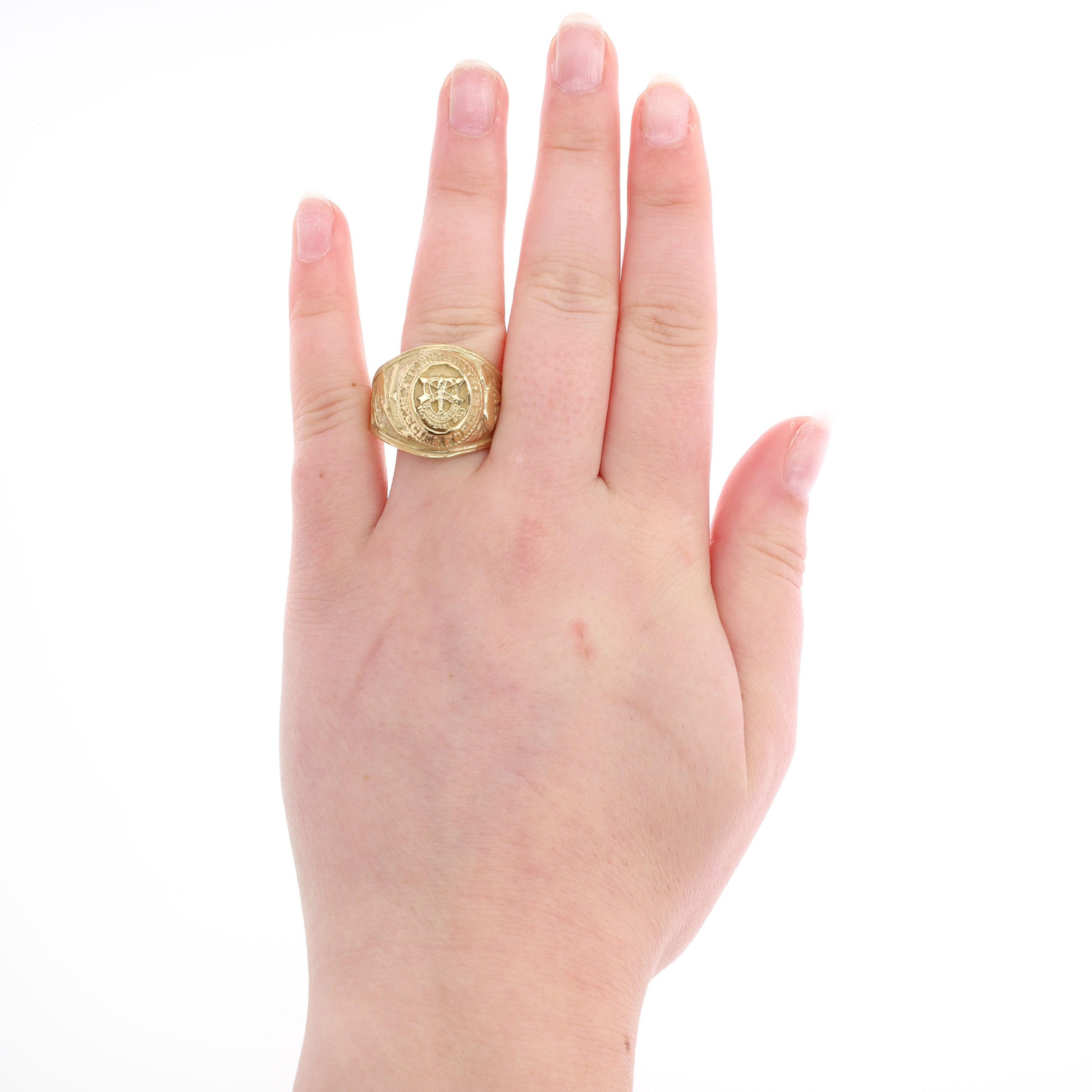 10k Yellow Gold U.S. Army Special Forces Men's Signet Class Style Ring ...
