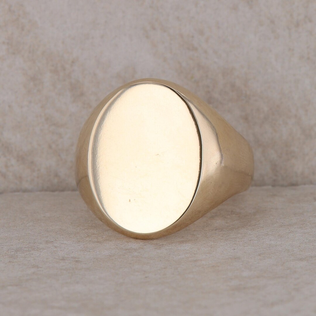 14k Yellow Gold Oval Signet Men's Ring 20.1g - Etsy