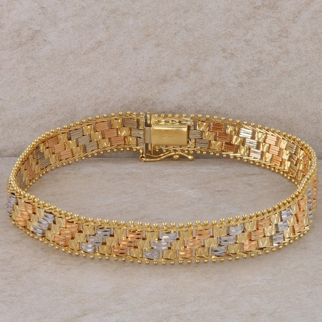 14k Tri Colored Fashion Bracelet- RESERVED - Etsy