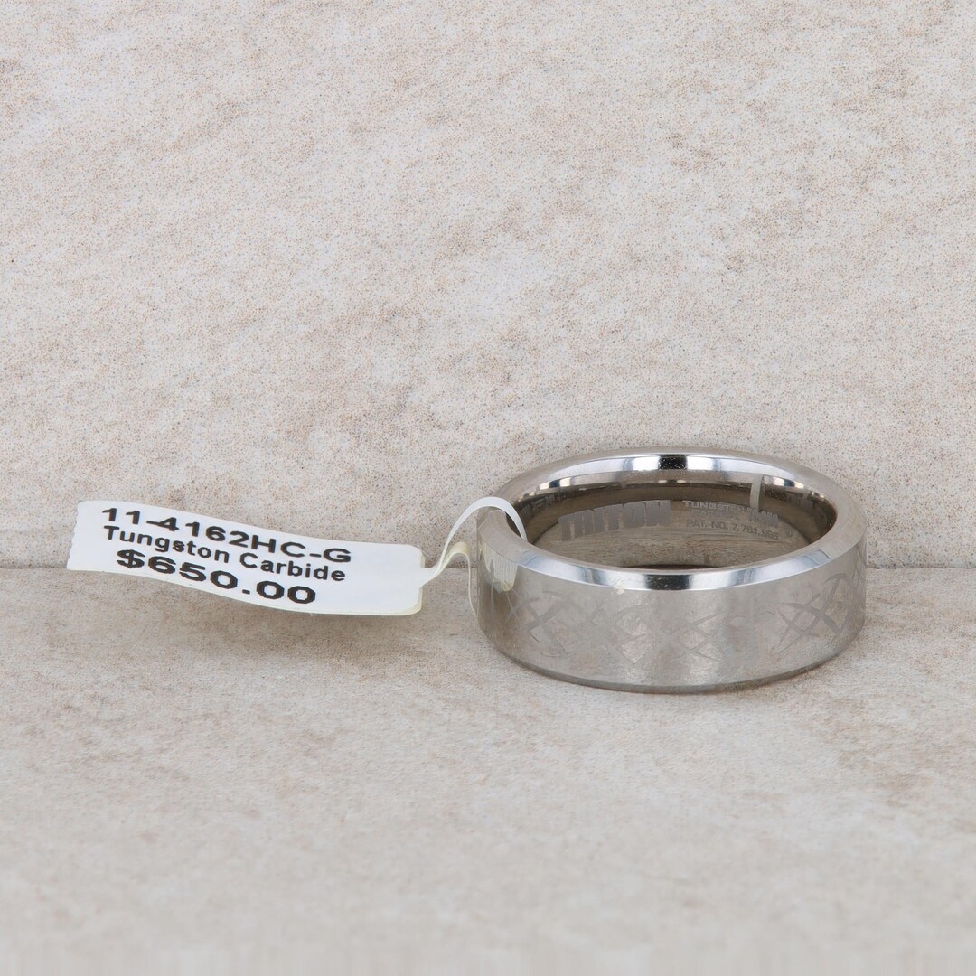 Men's Goldman 'triton' Tungsten Carbide Band With Cross Design - Etsy