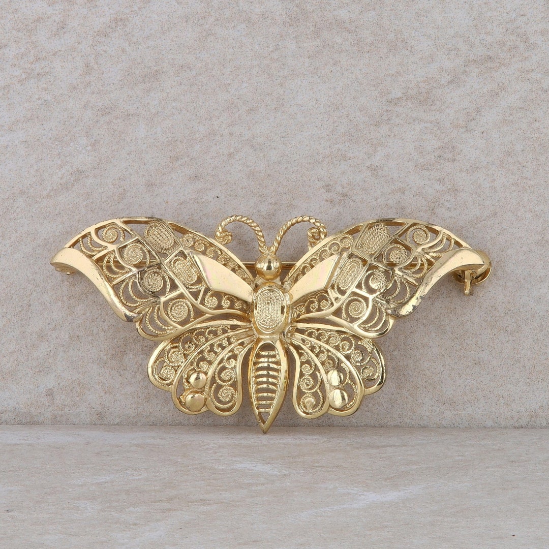 Alice Caviness Sterling Silver/gold Plated Butterfly Pin - Etsy