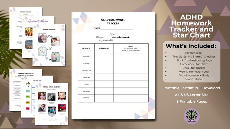 ADHD Homework Routine Chart for Kids | Visual Schedule & Reward System ...