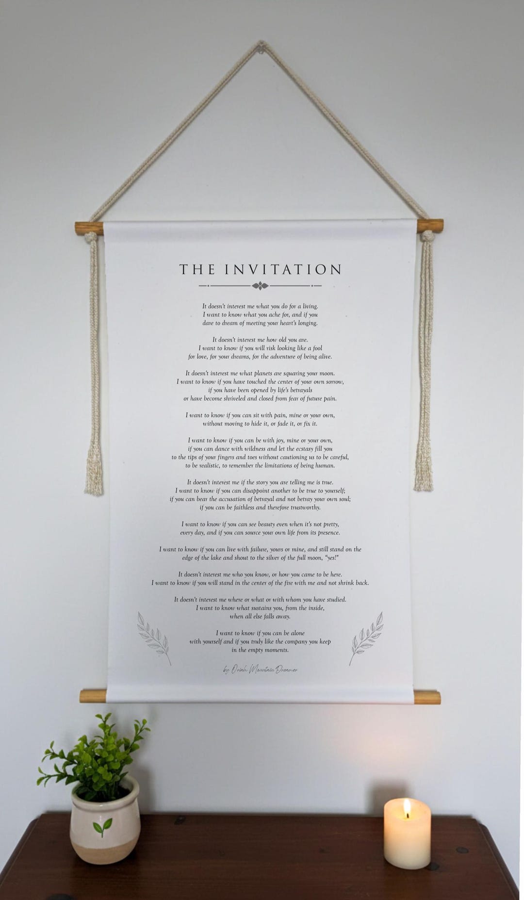 The Invitation Poem Wall Hanging, Oriah Mountain Dreamer Art Print ...