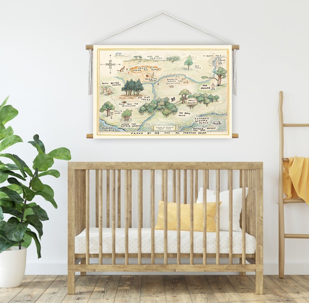 100 Acre Woods Map Wall Hanging | Nursery Wall Art | Winnie the Pooh ...