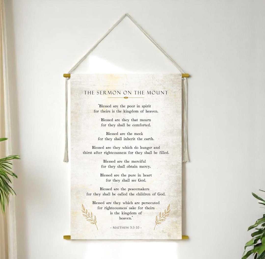 The Sermon on the Mount Scripture Wall Hanging Scroll Tapestry - Bible ...
