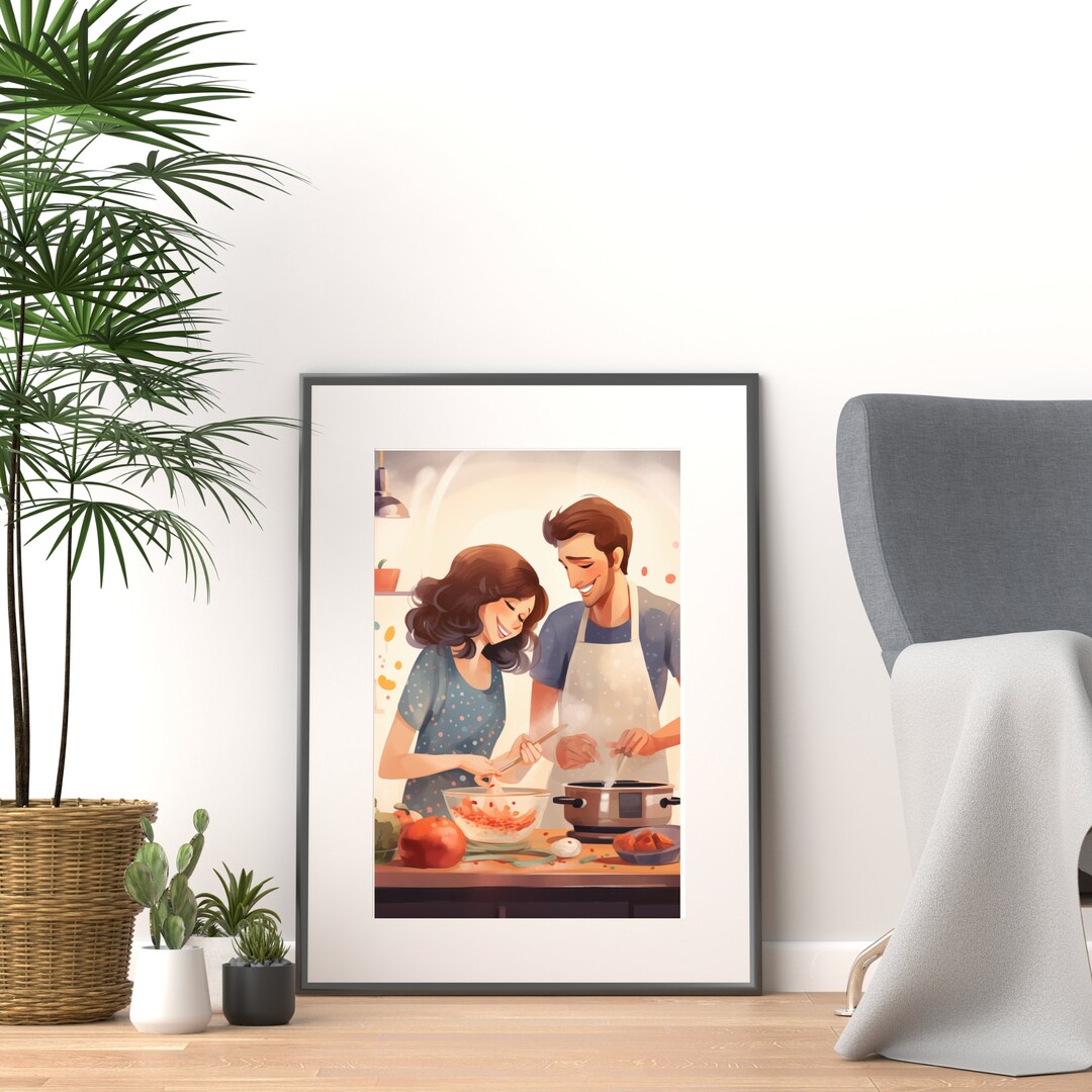 Cooking Art Cooking With Couple Cooking Wall Art Cooking Print Cooking ...