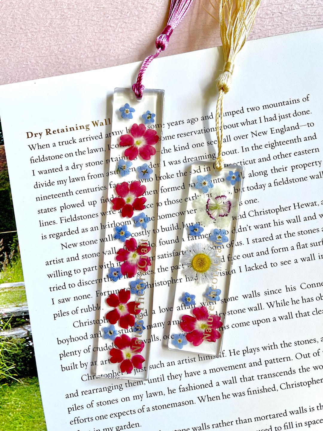 Handmade Epoxy Resin Bookmarks, Real Pressed Flowers Bookmarks, Forget ...
