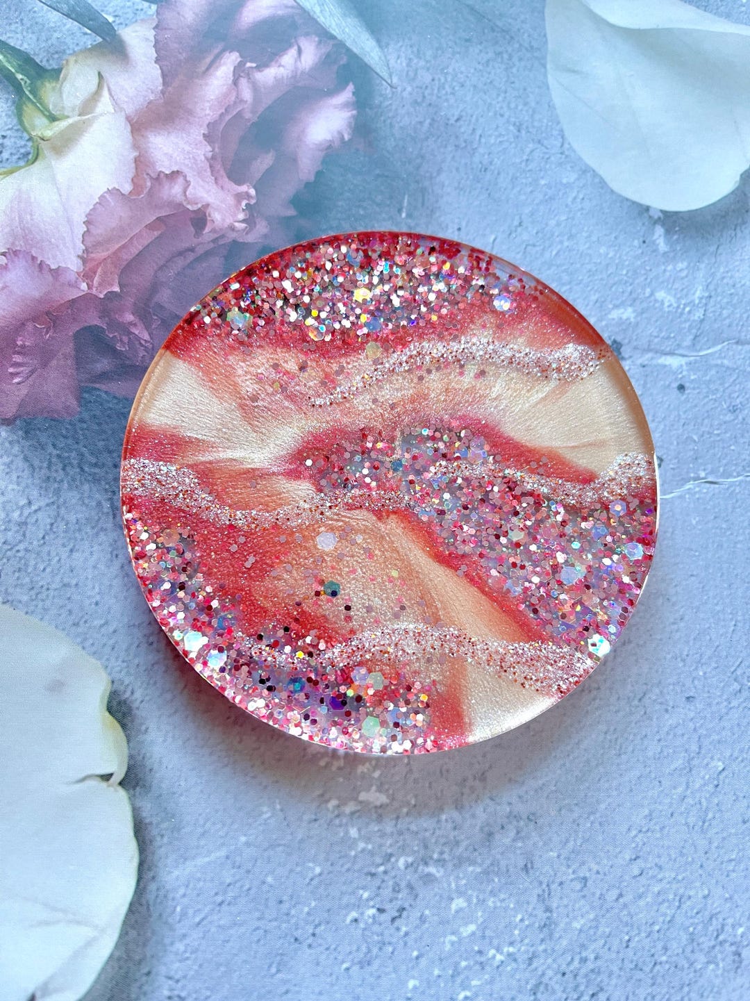 Custom Handmade Sparkling Epoxy Resin Coasters, Nature's Luster ...