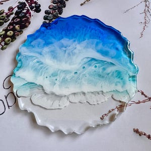 Handmade Resin Beach Wave Ocean Coasters Gift for Her Personalize ...