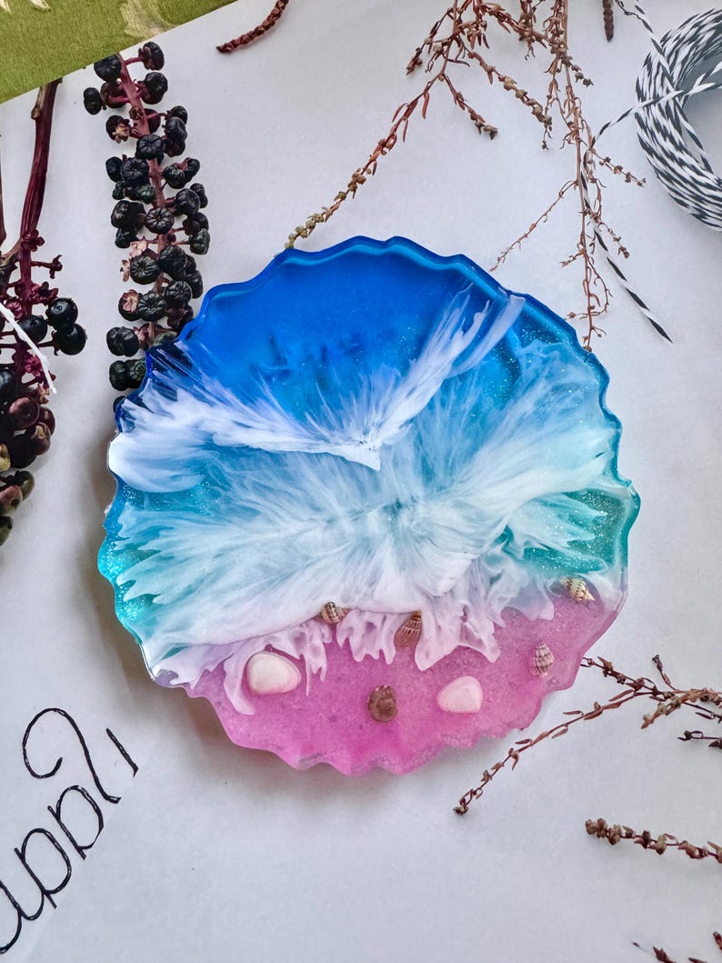 Handmade Resin Beach Wave Ocean Coasters Gift for Her Personalize ...