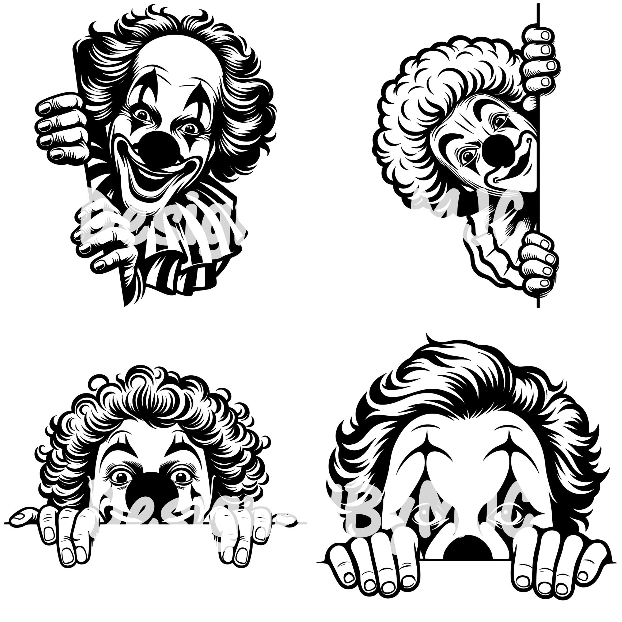 Peeking Clown SVG Bundle 12 Clipart & PNG Files, Funny Clown Svg, Funny ...