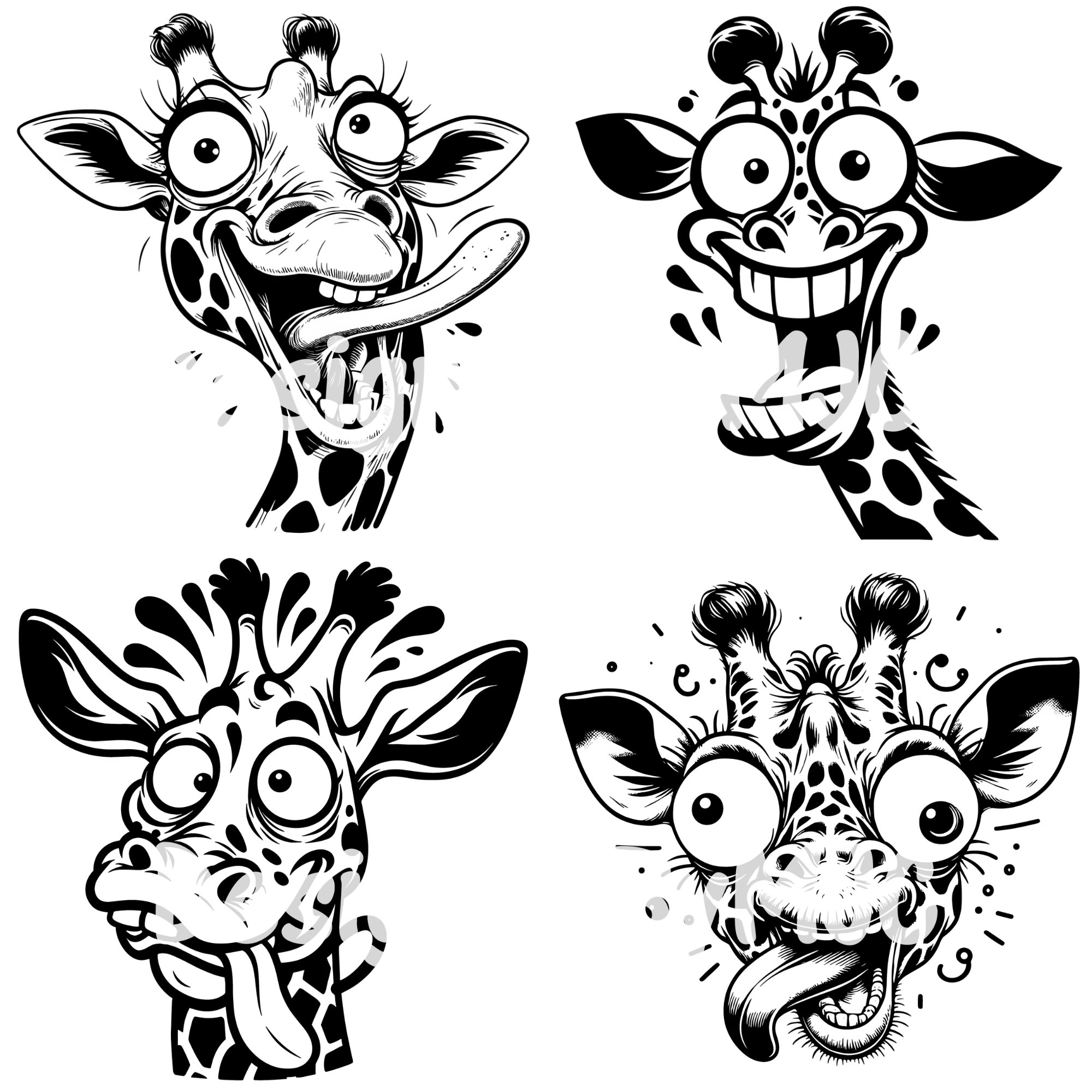 Funny Laughing Giraffe Face SVG PNG, Giraffe Clipart, Crazy Giraffe ...