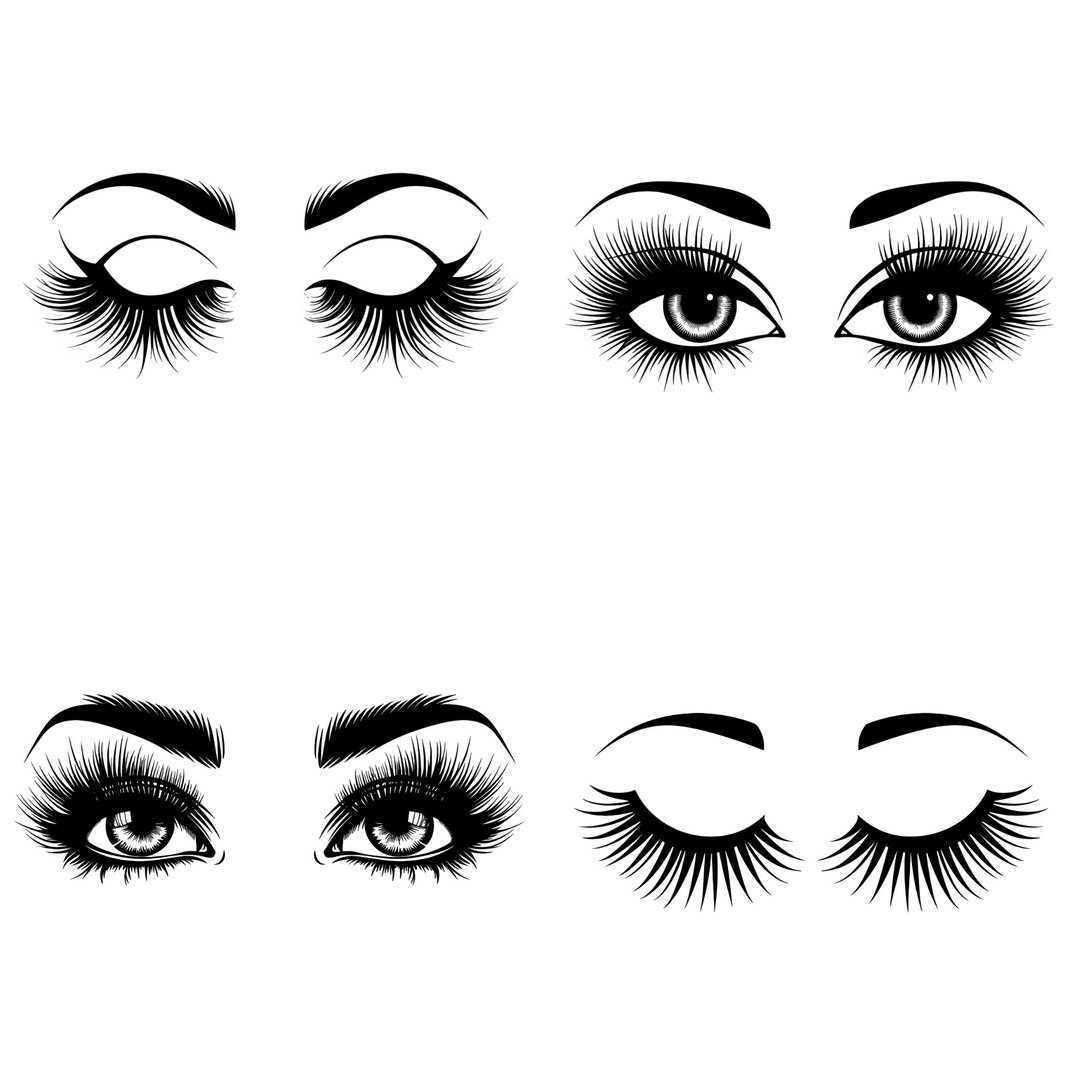 Eyelashes SVG Clipart, SVG & PNG Files, Lash Bundle, Digital Clip Art ...