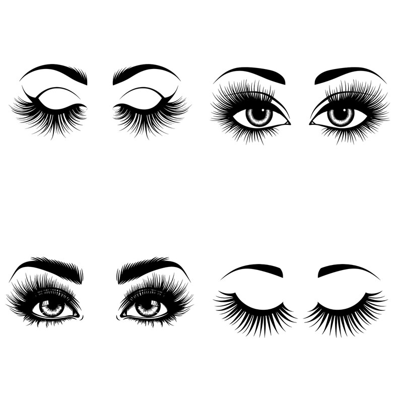 Eyelashes SVG Clipart, SVG & PNG Files, Lash Bundle, Digital Clip Art ...