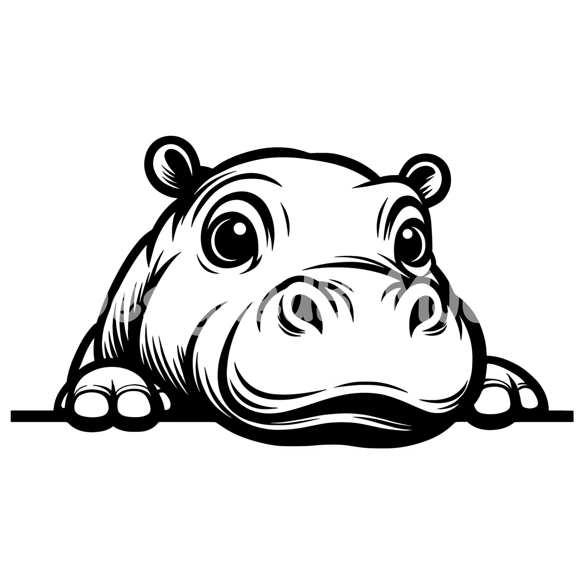 Peeking Hippo SVG Bundle & PNG Files, Hippopotamus Svg, Hippopotamus ...
