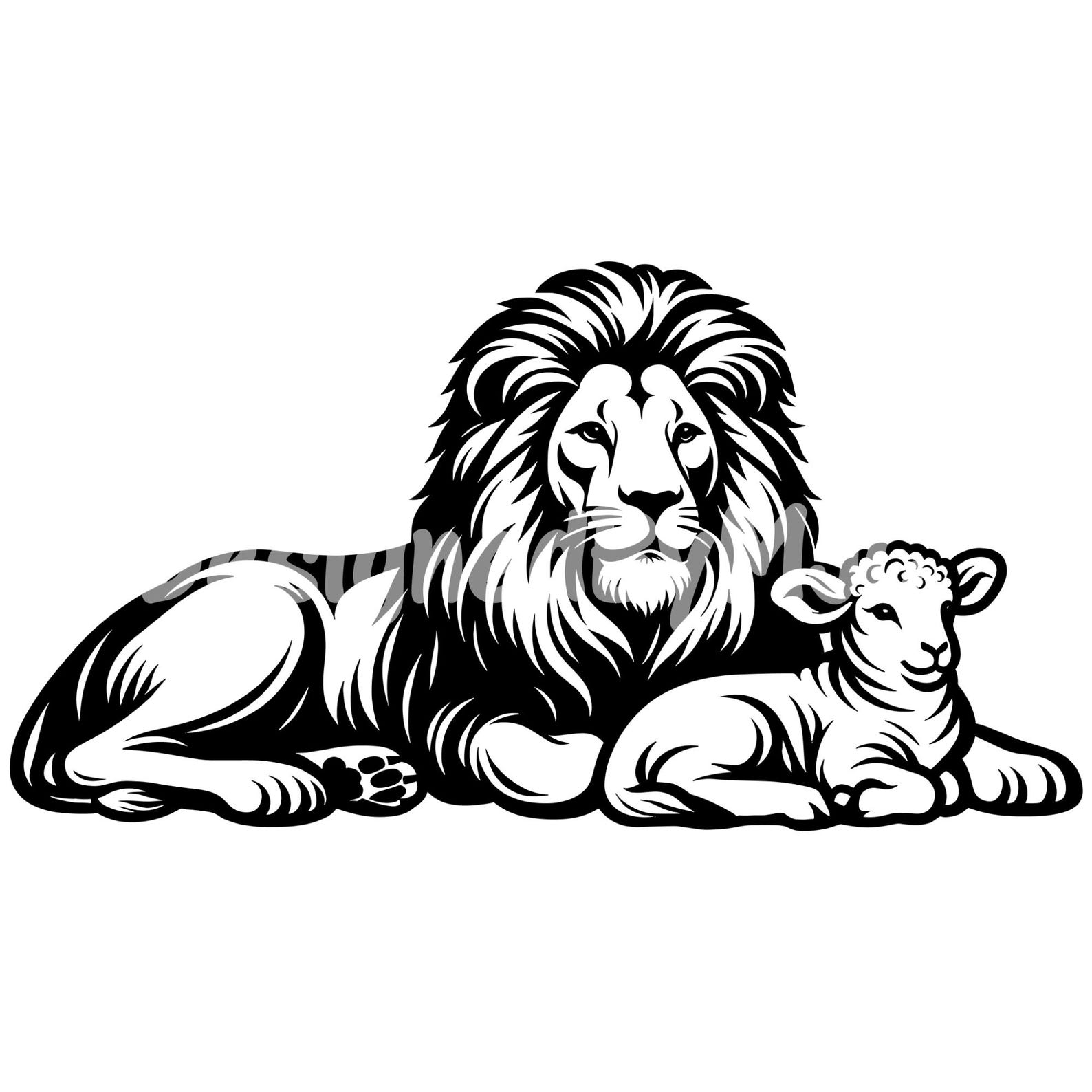 Lion and Lamb SVG PNG File, Lion of Judah Clipart Silhouette Vector ...