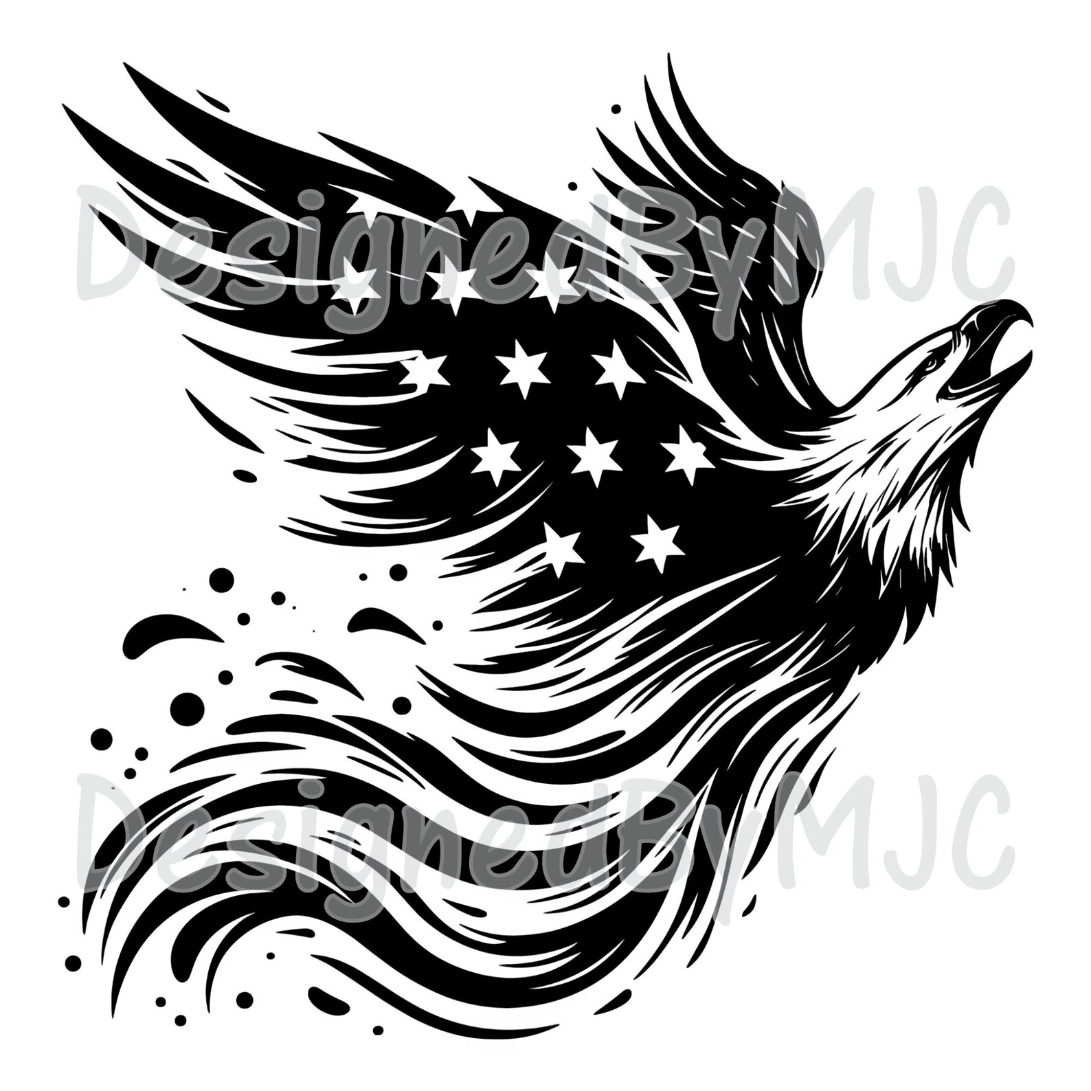 Eagle With Flag SVG Clipart, SVG & PNG Files, Bald Eagle Graphics ...