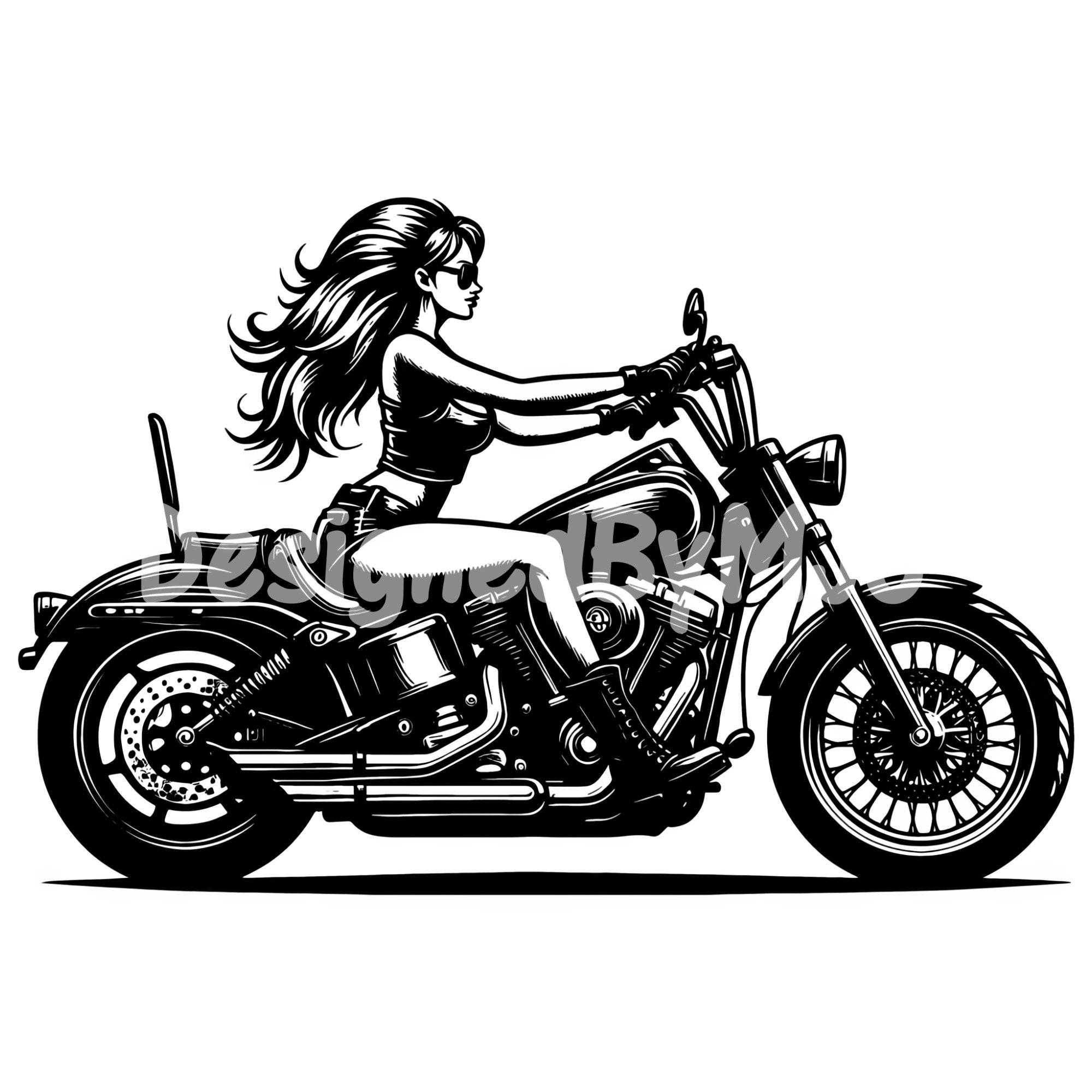 Biker Chick SVG Bundle Clipart & PNG Files, Girl Motorcycle Clipart ...