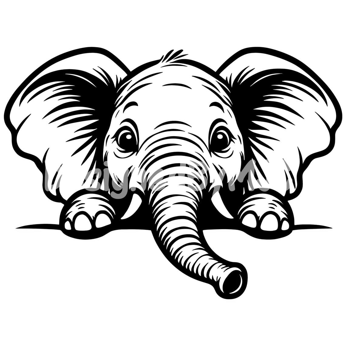 Peeking Elephant SVG Bundle Clipart & PNG Files, Elephant Svg, Elephant ...