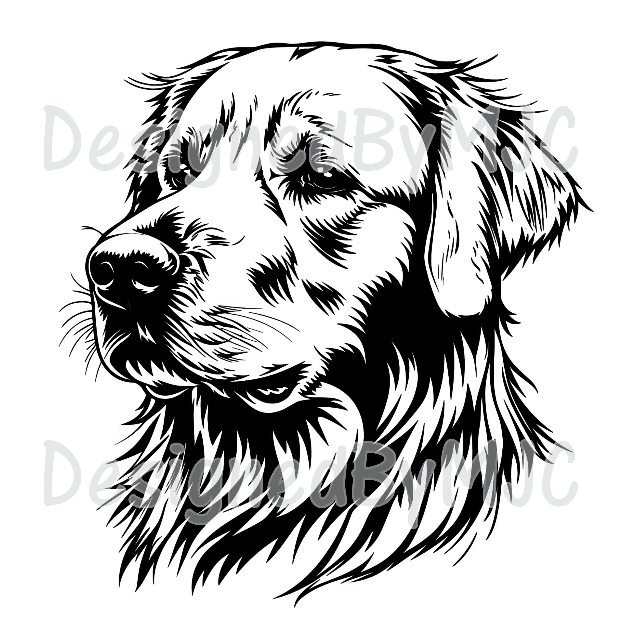 Golden Retriever Head SVG Clipart, SVG & PNG Files, Cut Files for ...