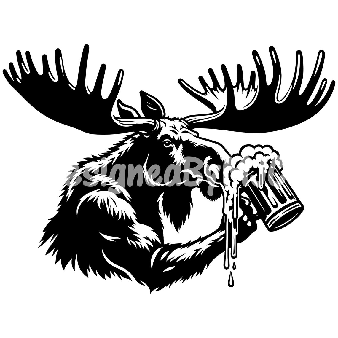 Moose Drinking Beer SVG Bundle Clipart PNG Files, Camping Scene Vector ...