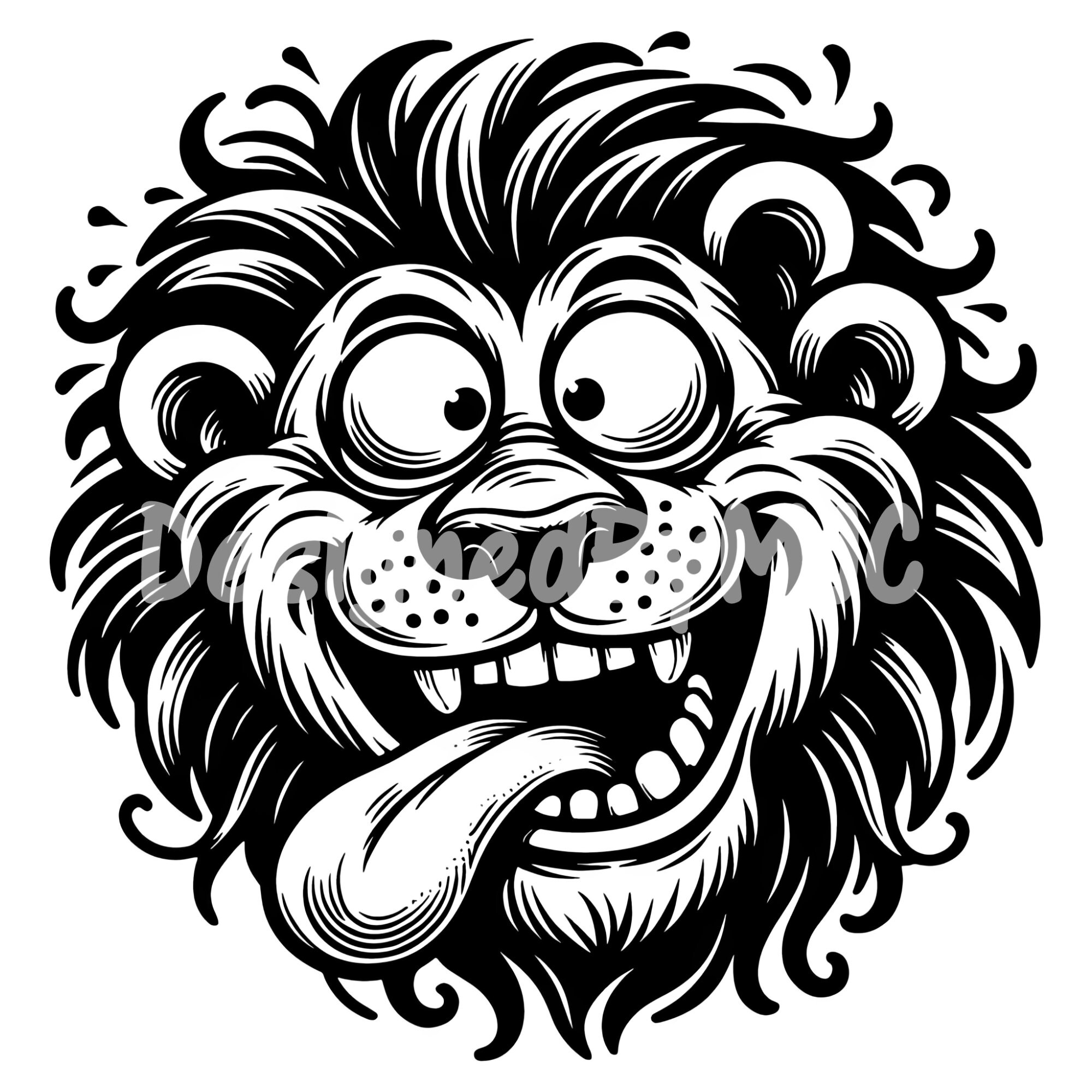 Funny Laughing Lion Face SVG PNG, Lion Clipart, Crazy Lion Cartoon ...