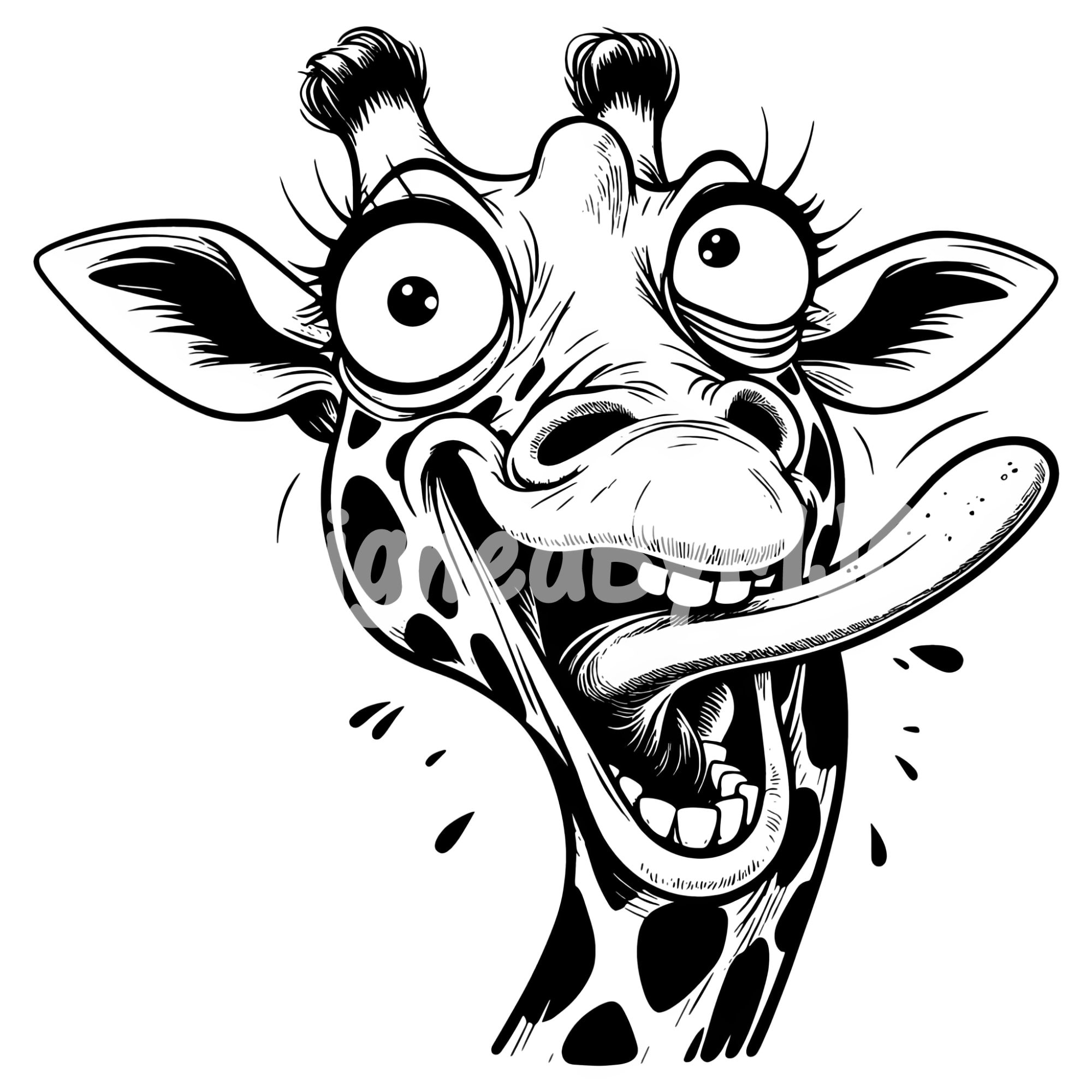 Funny Laughing Giraffe Face SVG PNG, Giraffe Clipart, Crazy Giraffe ...